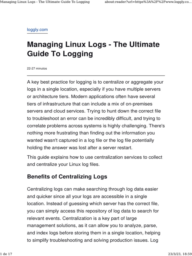 02-Managing Linux Logs - The Ultimate Guide To Logging | PDF ...