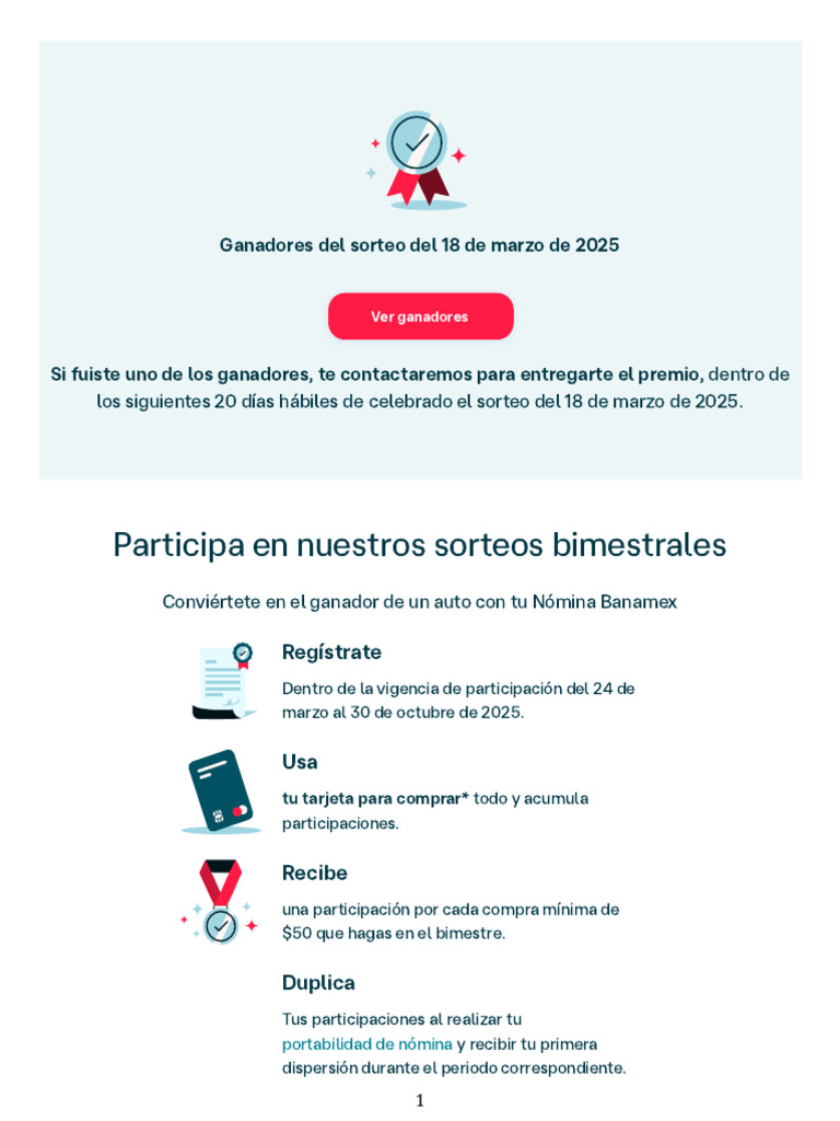 Ganadores Sorteo Auto Banamex 2025 | PDF