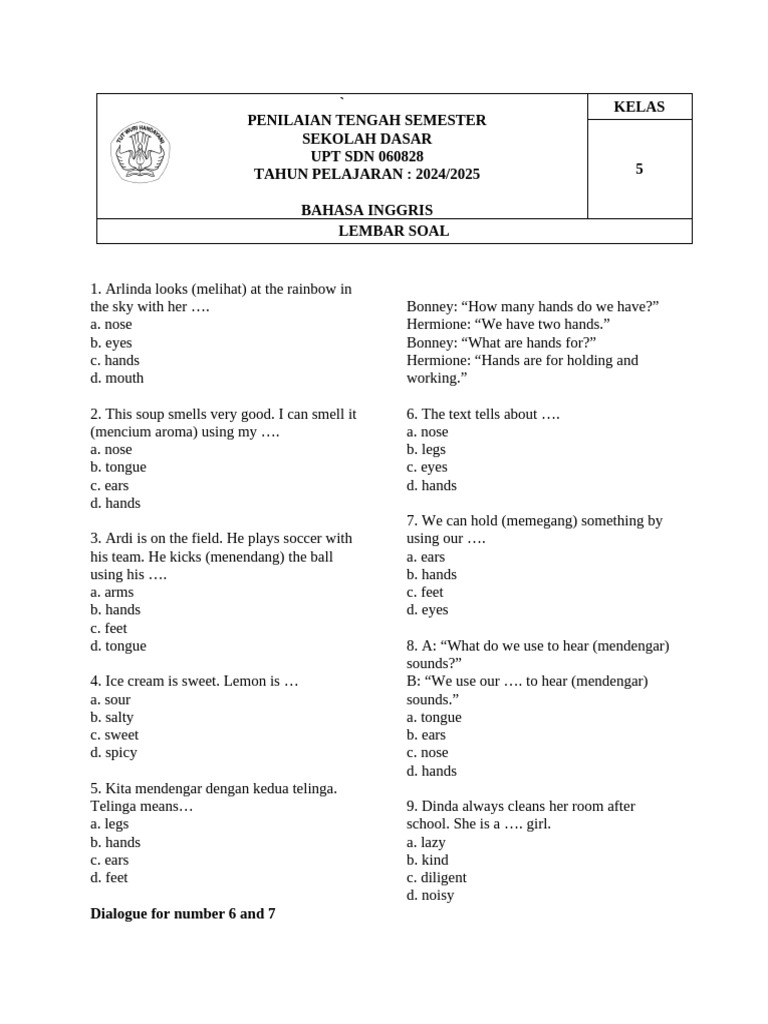 Soal Uts Baru Kelas 5 2025 | PDF