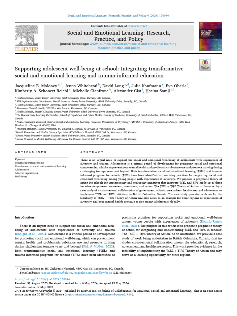 Integrating Transformative Social and Emotional Learning and Trauma ...
