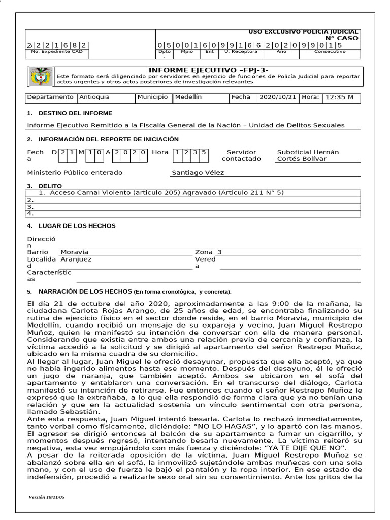 FPJ 03 - Formato de Informe Ejecutivo Policía Judicial | PDF ...