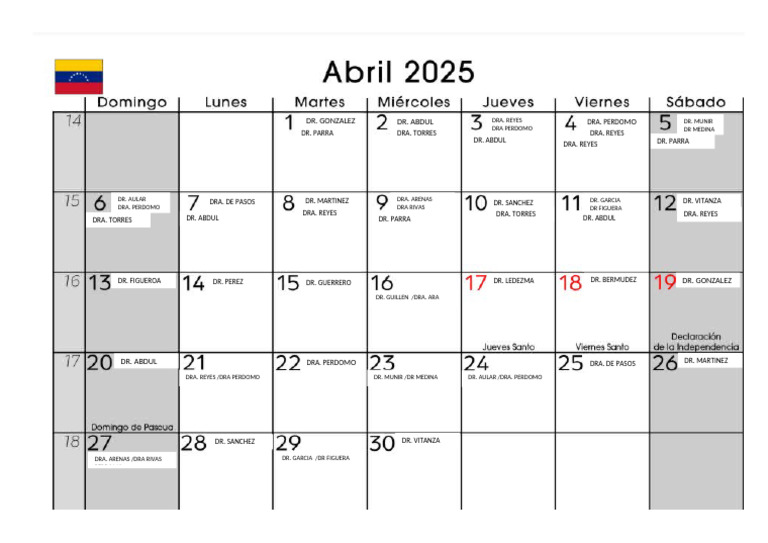 Horario Abril 2025 | PDF