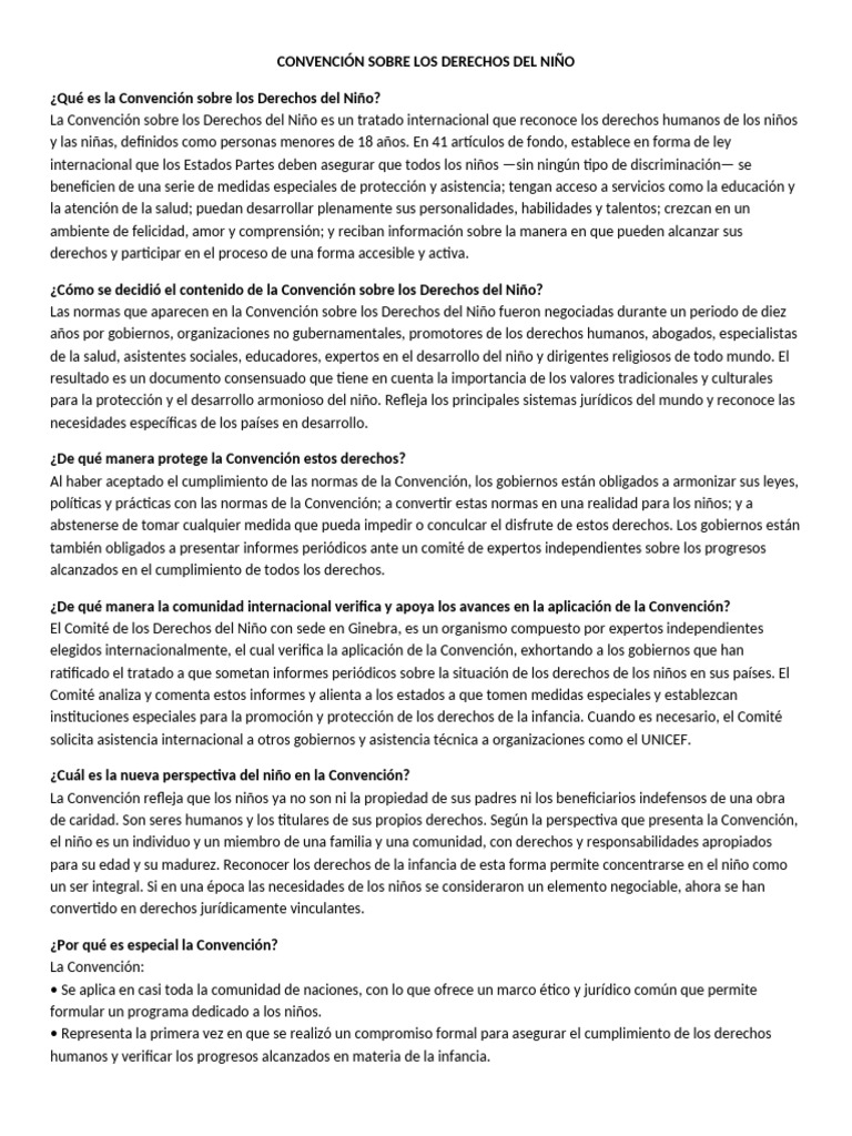 Convención Sobre Los Derechos Del Niño | PDF | Unicef | Derechos de los ...