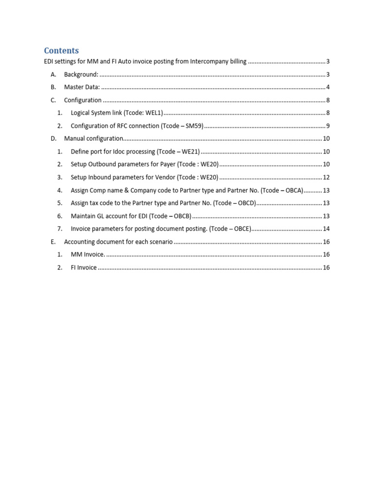 EDI Settings For MM and FI Auto Invoice From Intercompany Billing INVOIC New | PDF | Invoice ...