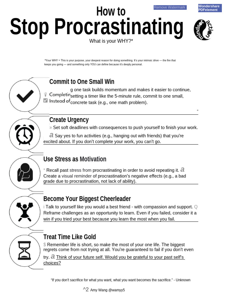 Stop Procrastinating Cheat Sheet BW | PDF