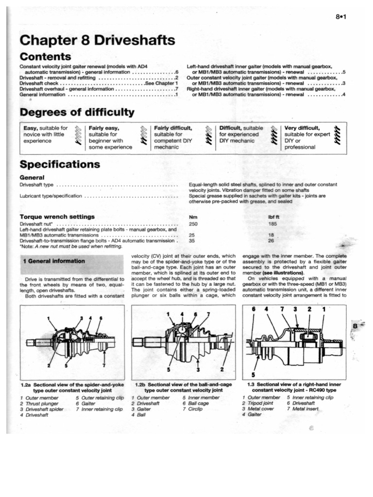 Chapter 8 - Driveshafts | PDF