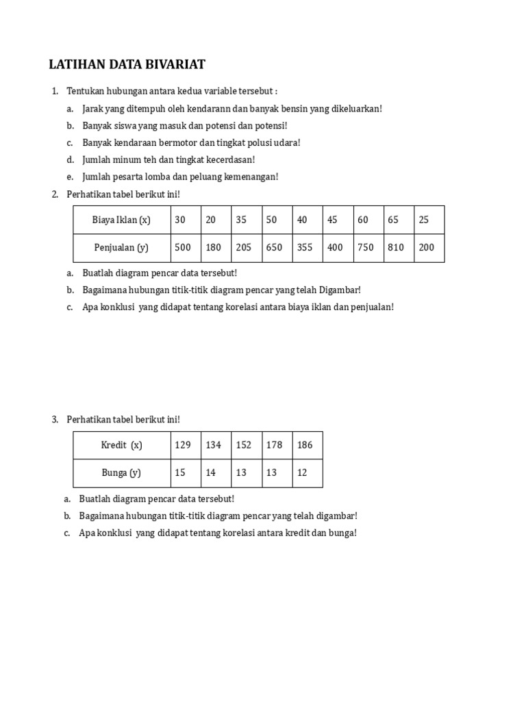 Latihan Data Bivariat | PDF