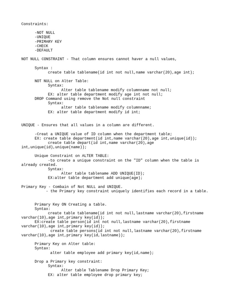 SQL-4 Constraints | PDF