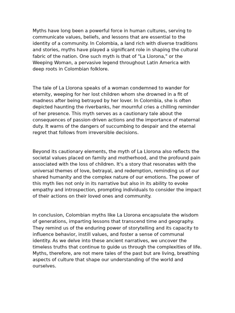 La Llorona: Colombian Myth Explored | PDF