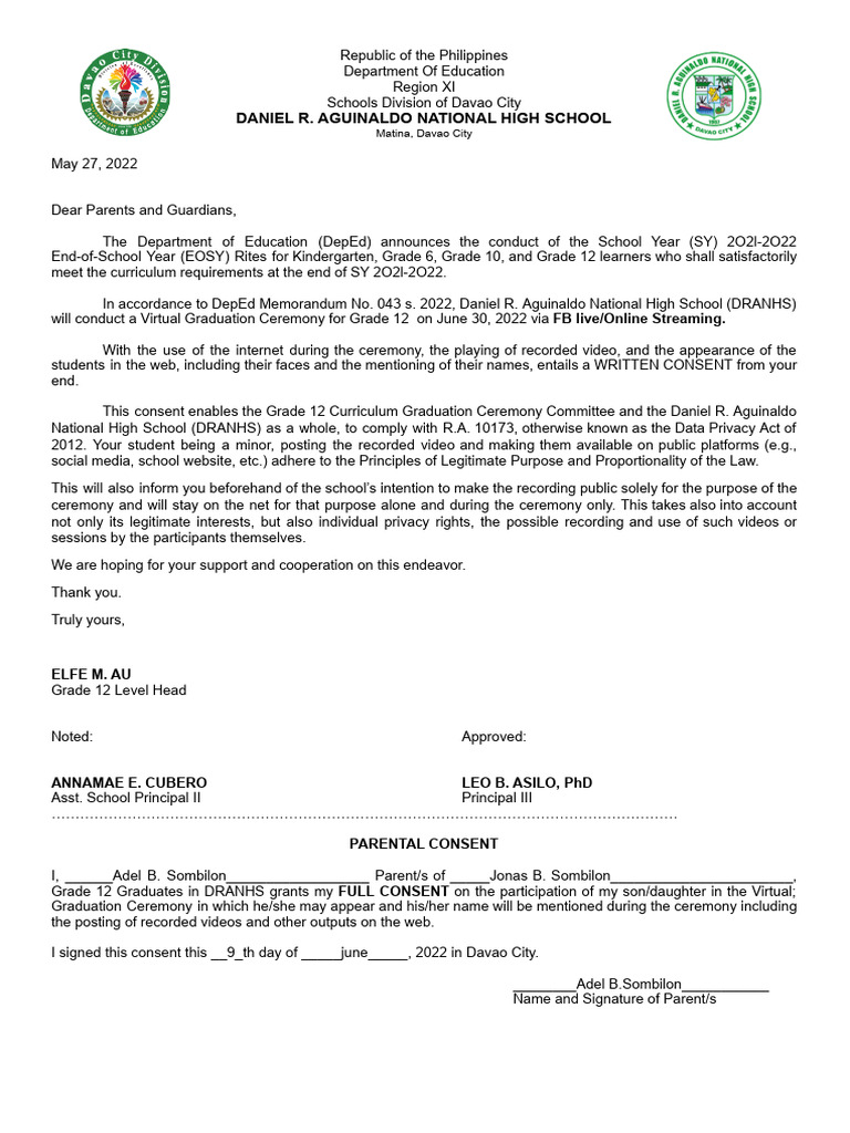 Share Parents Consent Data Privacy Act Moving Up | PDF | Social Institutions | Information Privacy