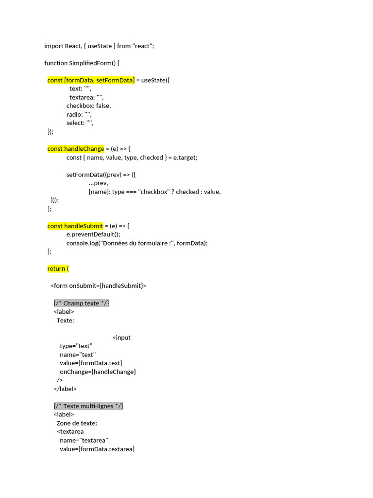 React Formulaire | PDF