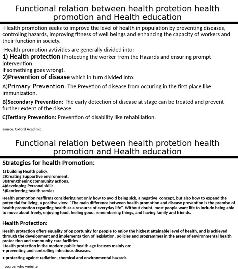 Health Protection and Promotion Strategies | PDF