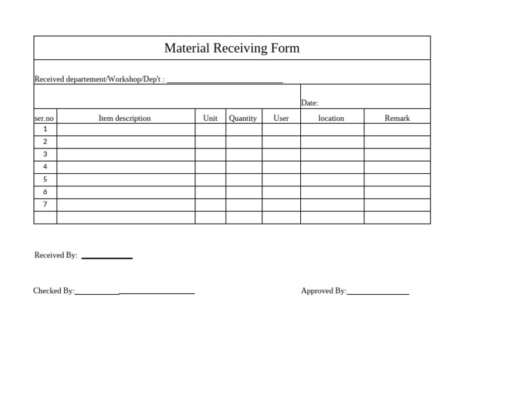 Receiving Form | PDF