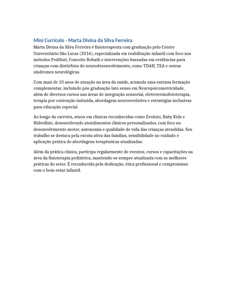 Mini Curriculo Marta Divina | PDF