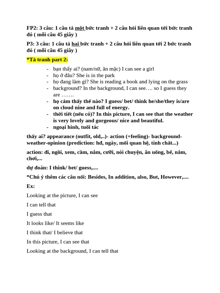 Speak Part 2 and 3 | PDF