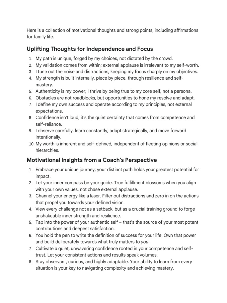 Motivational and Strength Affirmations | PDF | Psychological Resilience ...