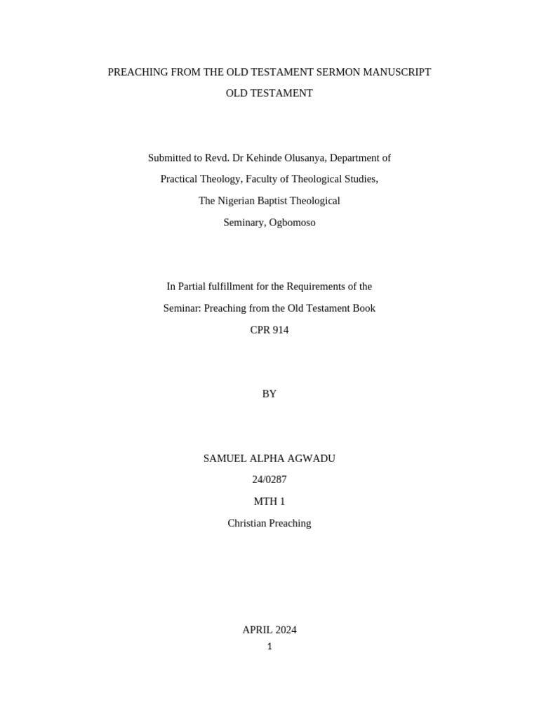 Sermon Manuscript On The Book of Psalm | PDF | Psalms | Religious ...