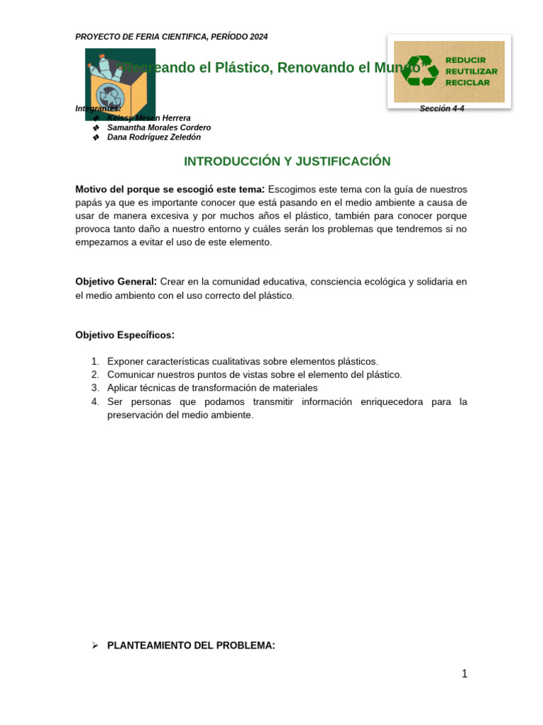 Proyecto de Feria: Reutilización de Plástico | PDF | El plastico | Residuos