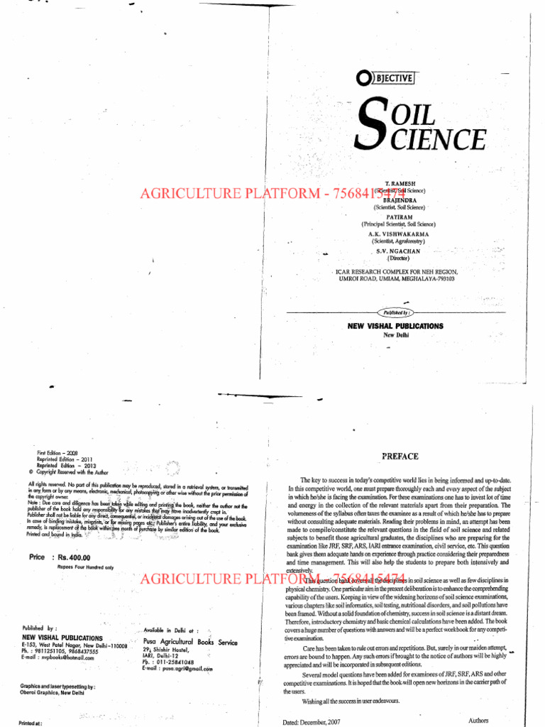 Soil Science Objective by Ramesh - Watermark | PDF