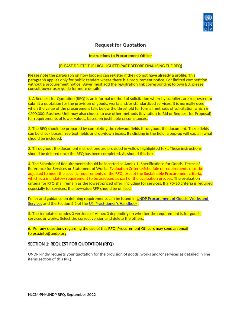 EN Request for Quotation - Quantum template | PDF | Taxes | Joint Venture