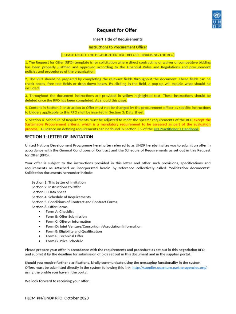 EN Request For Offer Quantum Template | PDF | Offer And Acceptance ...