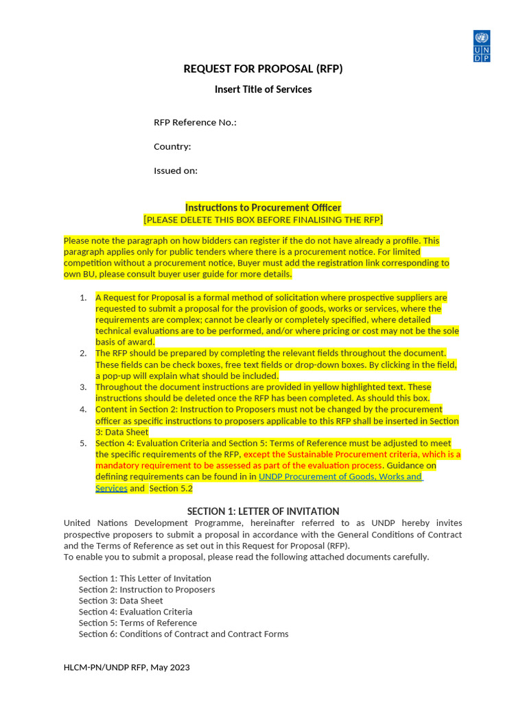 EN Request For Proposal Quantum Template | PDF | Joint Venture | Consortium