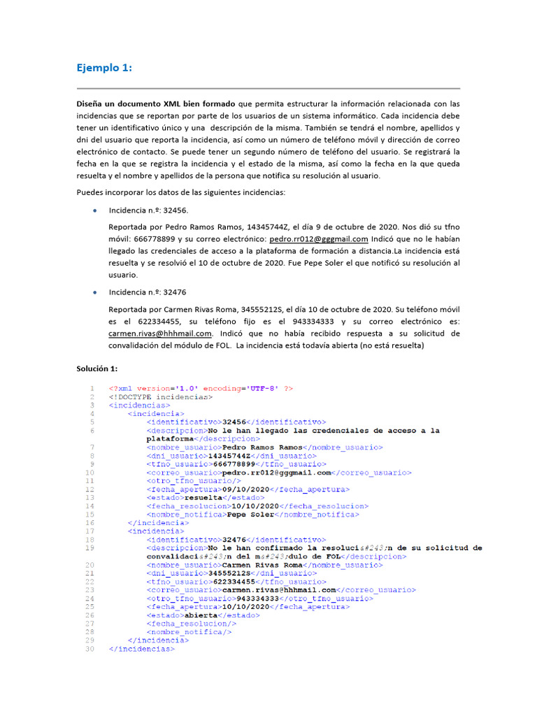 Ejemplos XML | PDF | Xml | Usuario (informática)