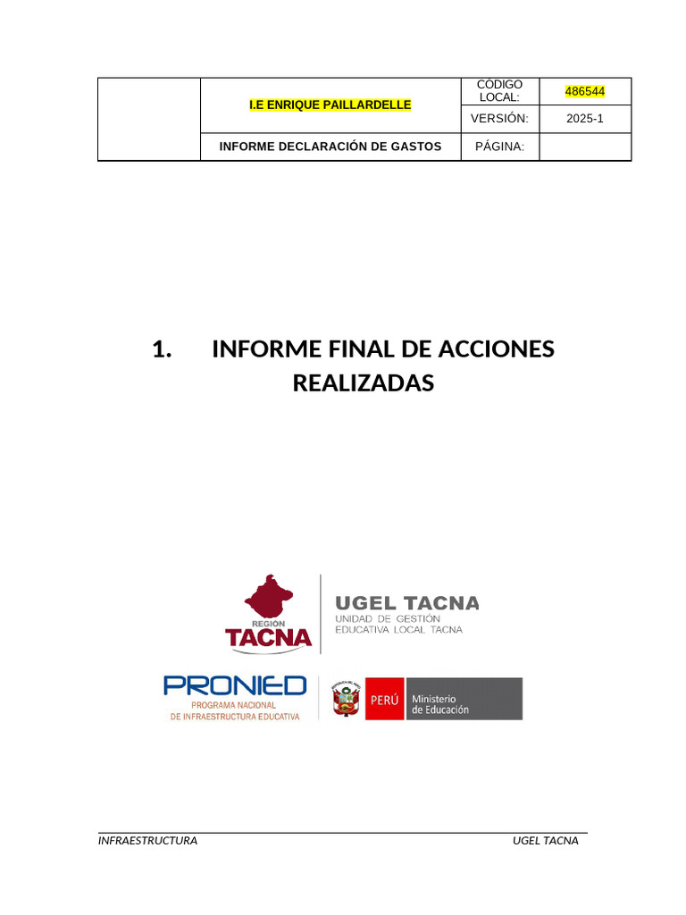 Separadores de Informe Final Mantenimiento Regular 2025 | PDF