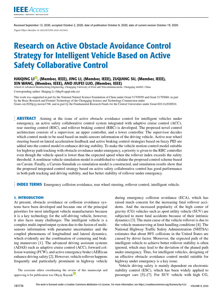 Research On Active Obstacle Avoidance Control Stra | PDF | Traffic ...