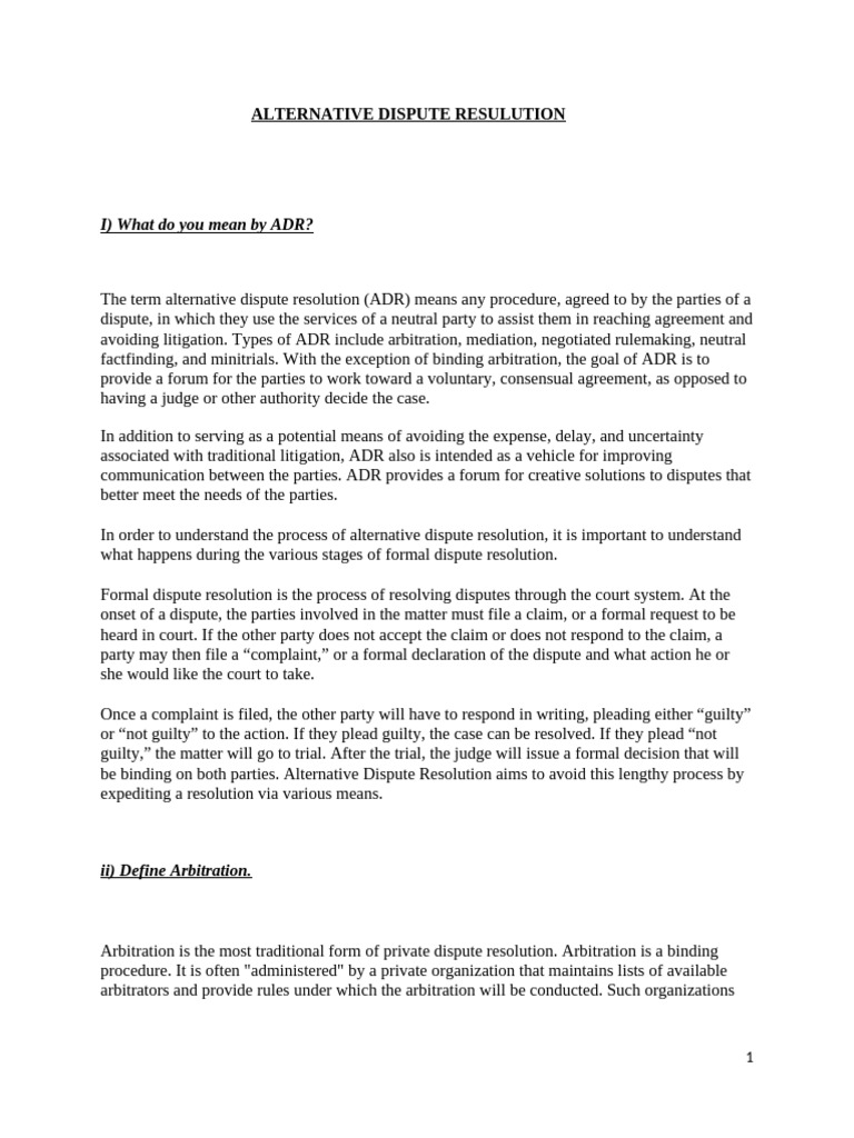 Alternative Dispute Resolution | PDF | Alternative Dispute Resolution | Arbitration
