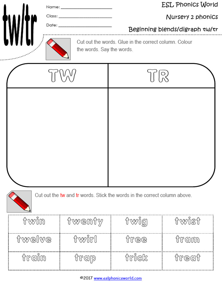 TW TR Match Up Worksheet | PDF