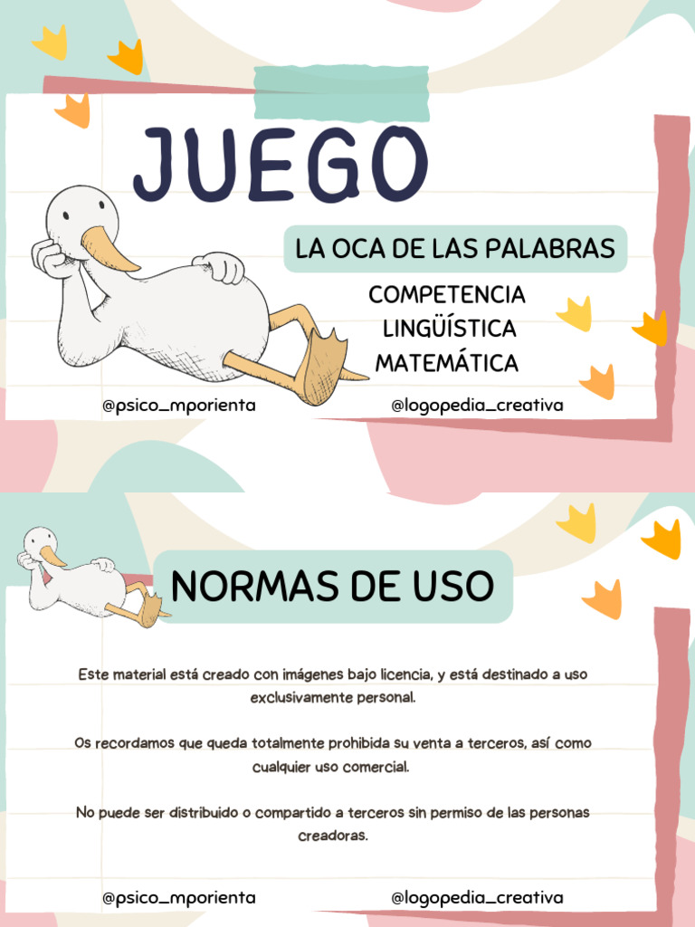 Juego de la Oca: Palabras y Matemáticas | PDF
