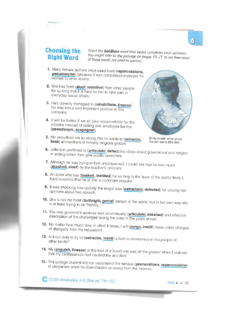 Level C Vocabulary Workshop Unit 6 Answer Key | PDF