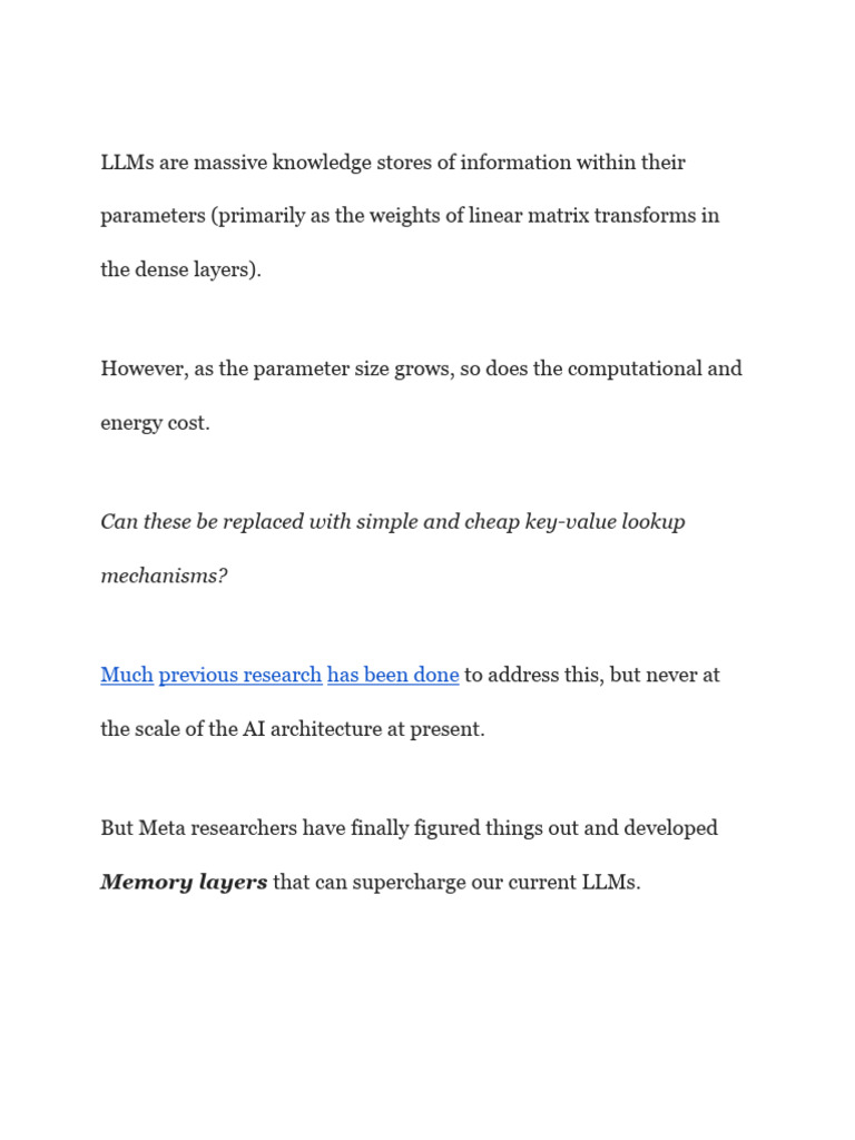 Memory Layer in LLM | PDF