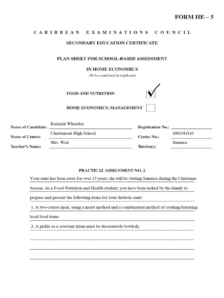 Kadejah Wheatley FNH Time Plan Draft PDF | PDF | Foods | Cuisine