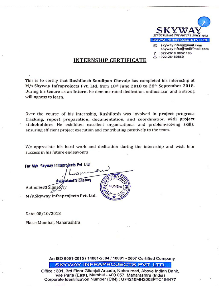Internship Certificate | PDF