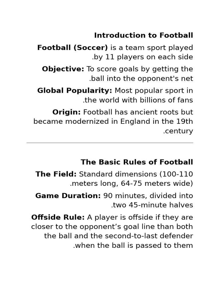 Overview of Football and Its Impact | PDF | Association Football | Sports