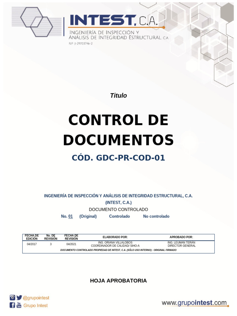 1 Gdc-Pr-Cod-01 Control de Documentos. | PDF | Sistema de manejo de calidad | Gestión de la calidad