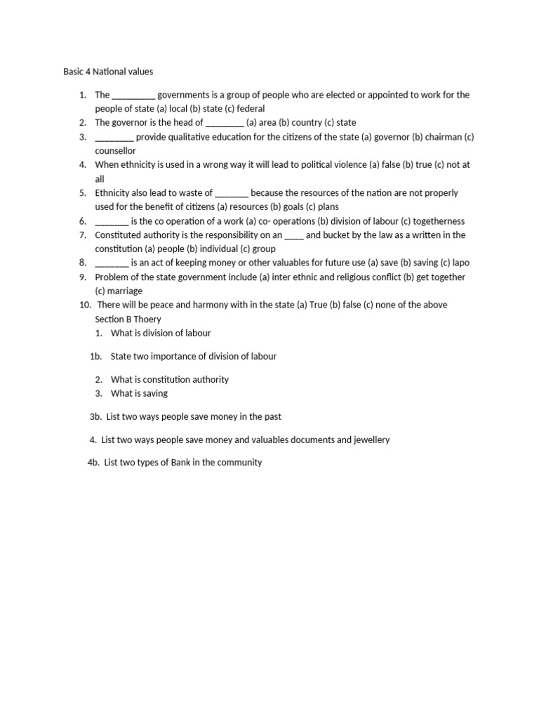 Understanding National Values and Governance | PDF
