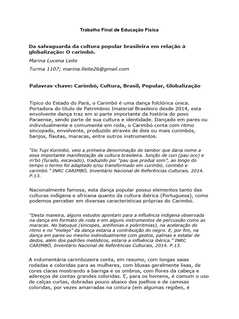 Roteiro em Tópicos Do Trabalho Final | PDF