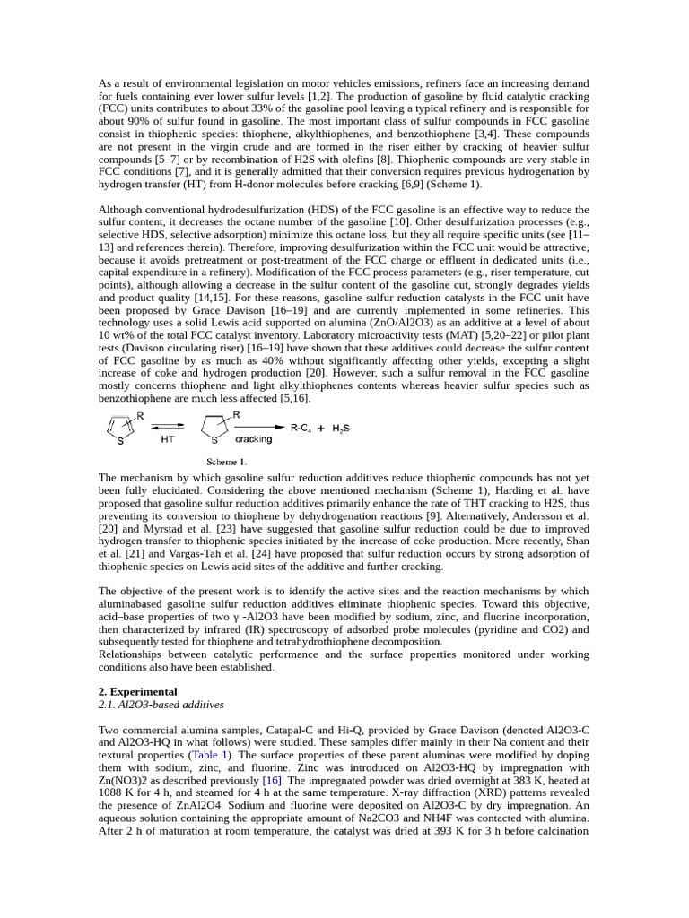 FCC Gasoline Sulfur Reduction Additives | PDF | Adsorption | Cracking ...