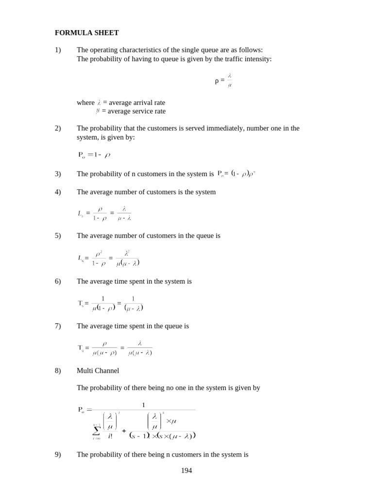 Bba Bs 340 Formula Sheet | PDF