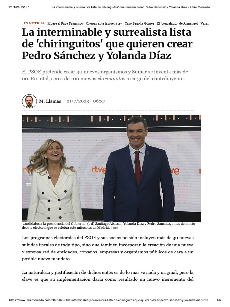 La Interminable y Surrealista Lista de 'Chiringuitos' Que Quieren Crear ...