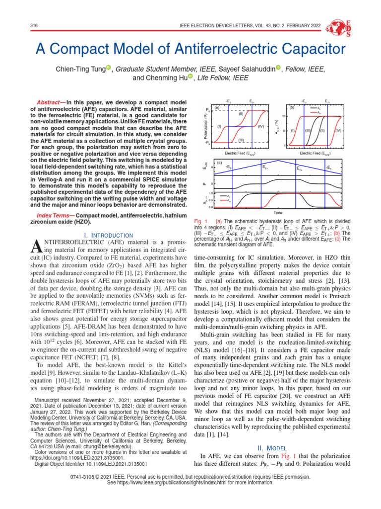 A Compact Model of Antiferroelectric Capacitor | PDF | Capacitor ...