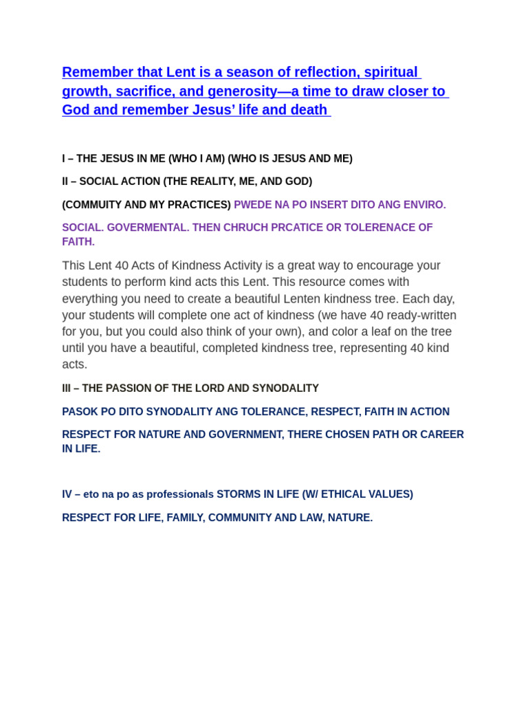 Remember That Lent Is A Season of Reflection | PDF