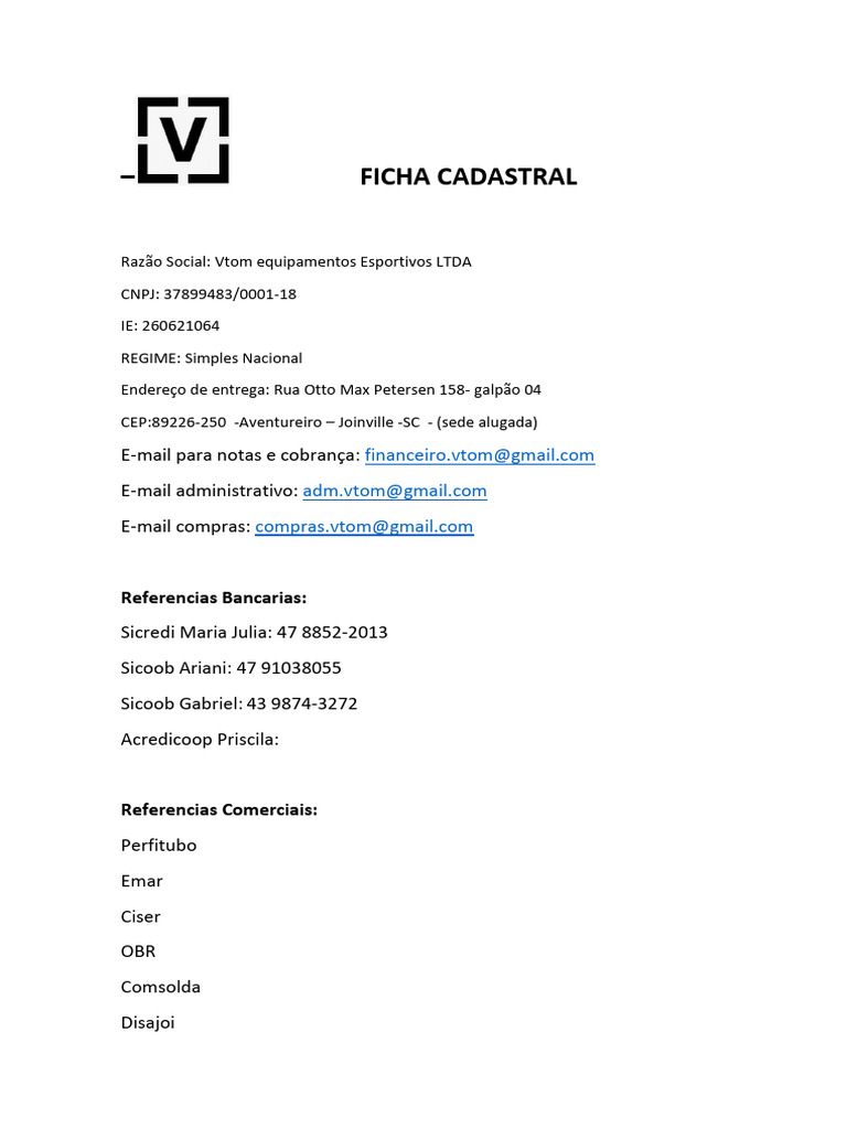 Ficha Cadastral Vtom | PDF