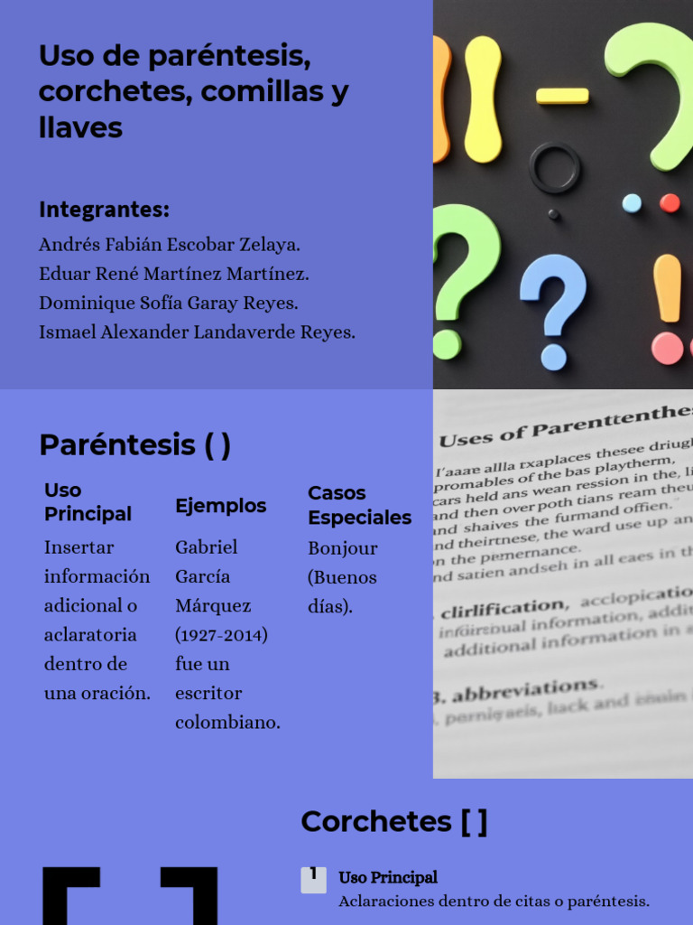 Uso de Parentesis Corchetes Comillas y Llaves | PDF