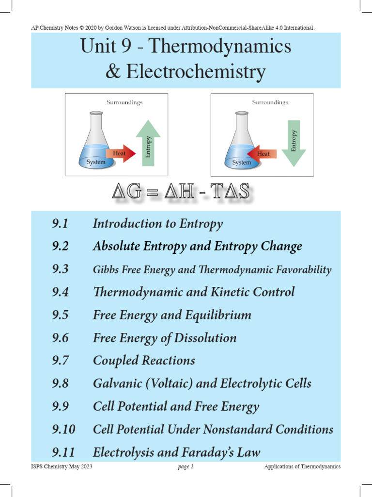 AP Chemistry Unit 9 Notes + Questions | PDF | Entropy | Gibbs Free Energy