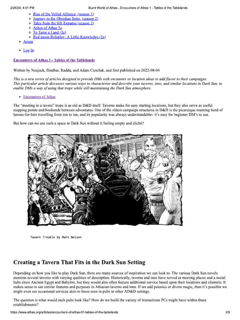 Burnt World of Athas - Encounters of Athas 1 - Tables of The Tablelands ...
