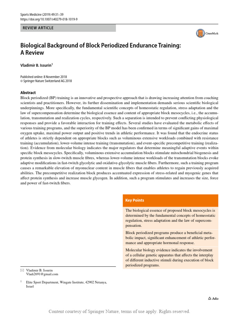 Biological Background of Block Periodized Enduranc | PDF | Skeletal ...